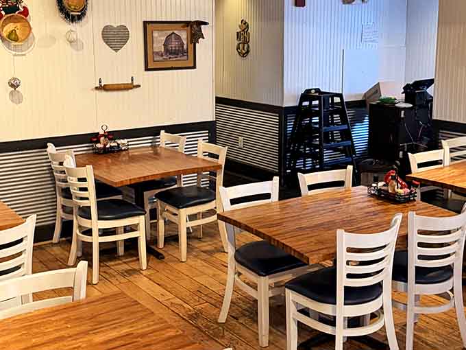 Simple wooden tables and cheerful decor remind you that great food doesn't need fancy surroundings to shine.
