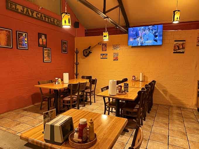 Booth seating and Kansas City Chiefs pride on the walls make this the perfect spot for game day feasting.