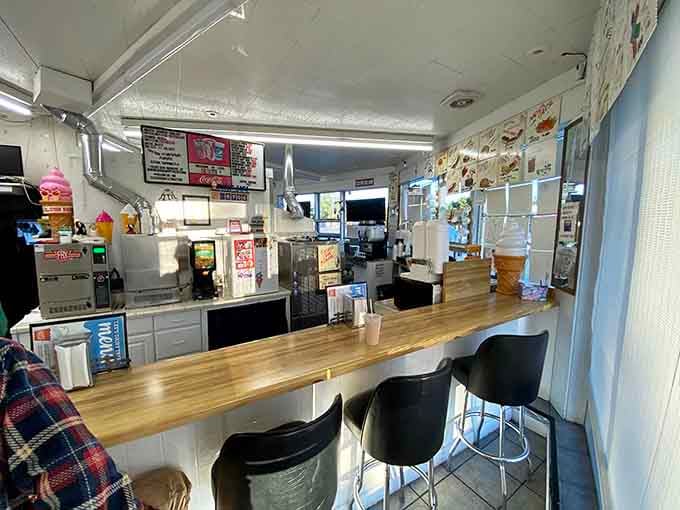 Pull up a stool at that wooden counter and watch the magic happen, front-row seats to soft serve perfection.