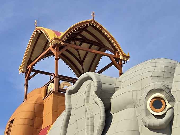The howdah observation deck provides 360-degree views that justify every step of that narrow spiral staircase you just climbed.