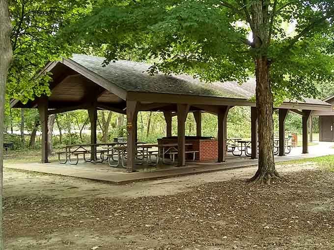 Covered shelters mean your picnic plans are weather-proof, because nature shouldn't require a backup plan always.