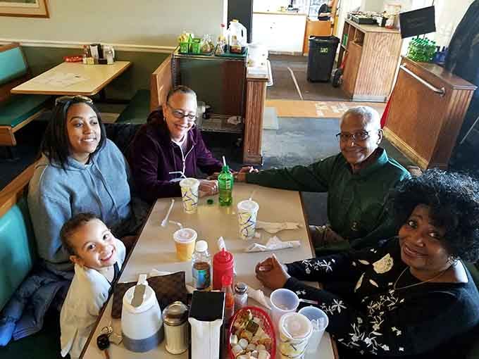 Three generations sharing one table at Mrs. K's. This is exactly what a neighborhood restaurant is supposed to look like.