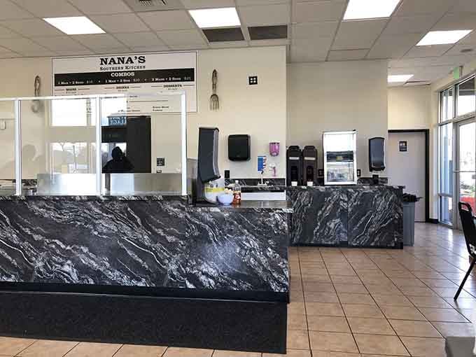 The sleek black marble counter is where the magic gets handed off, simple, efficient, and completely no-nonsense.