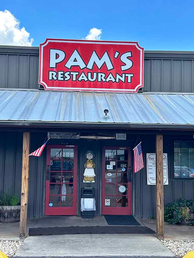 That red and white entrance welcomes you like an old friend inviting you in for supper.