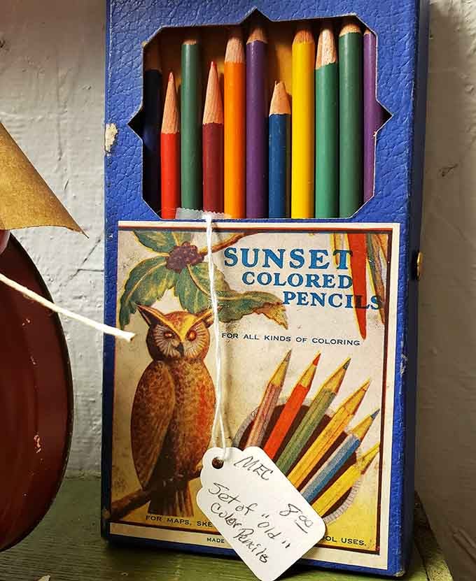 Sunset Colored Pencils in their original box. Somehow still perfect, still colorful, still completely charming after all these years.
