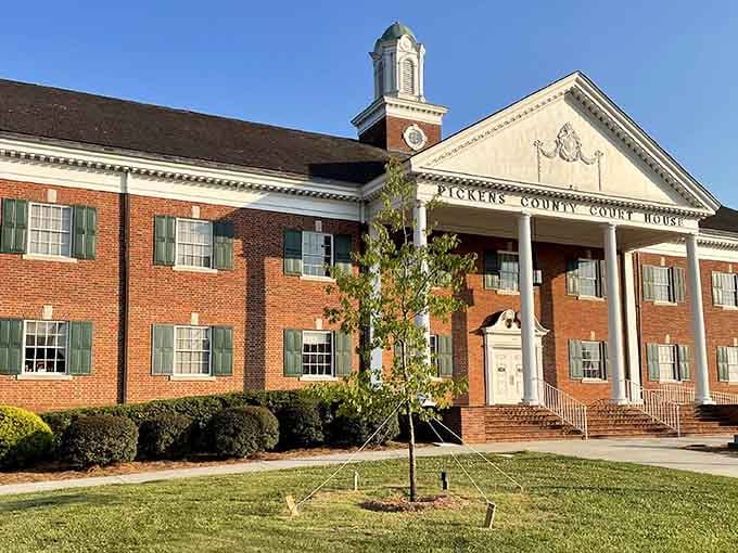 The Pickens County Courthouse stands tall and proud, a proper civic anchor for a town that takes its roots seriously.