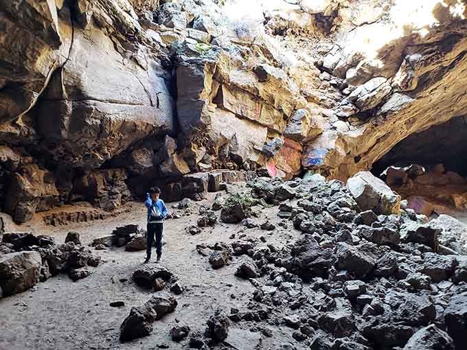 Even young explorers can appreciate the wonder of standing inside what was once flowing liquid rock.
