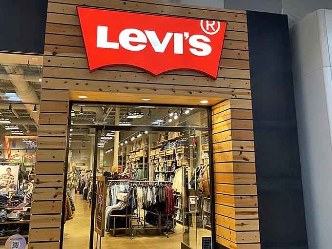Levi's iconic red tab logo still commands respect after all these decades of denim dominance.