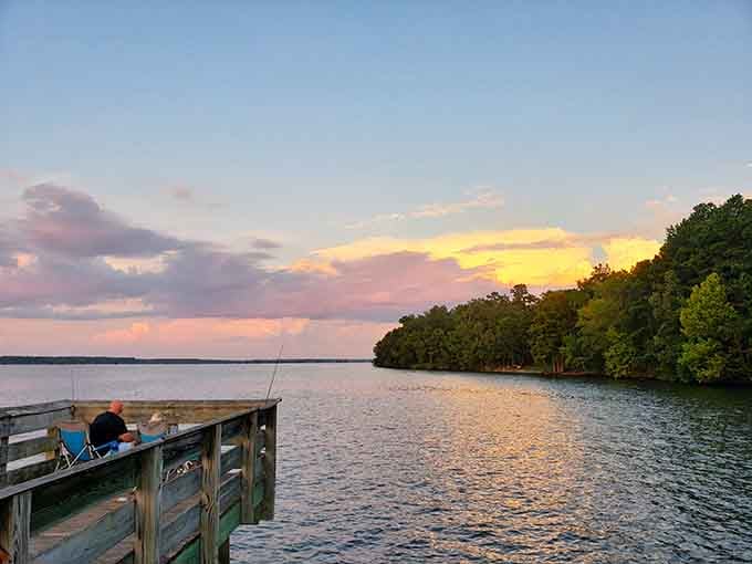 Fishing from your own pier at sunset beats every fancy restaurant reservation you've ever stressed about making.