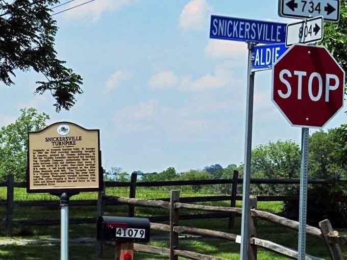 The sign says Snickersville Turnpike, and that name alone is worth the drive to find it.