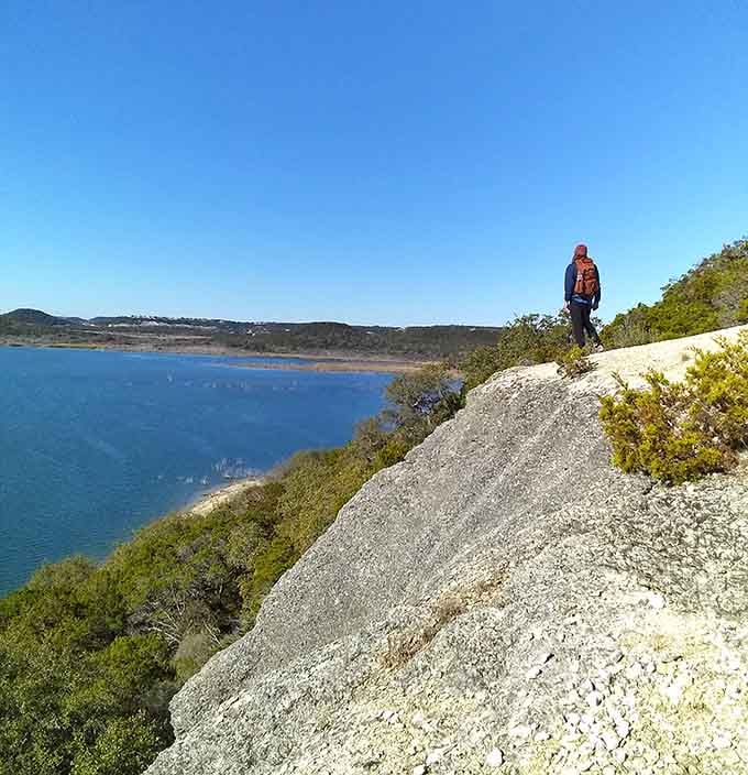 Standing on a limestone bluff overlooking the lake is the cheapest therapy session you'll ever find.