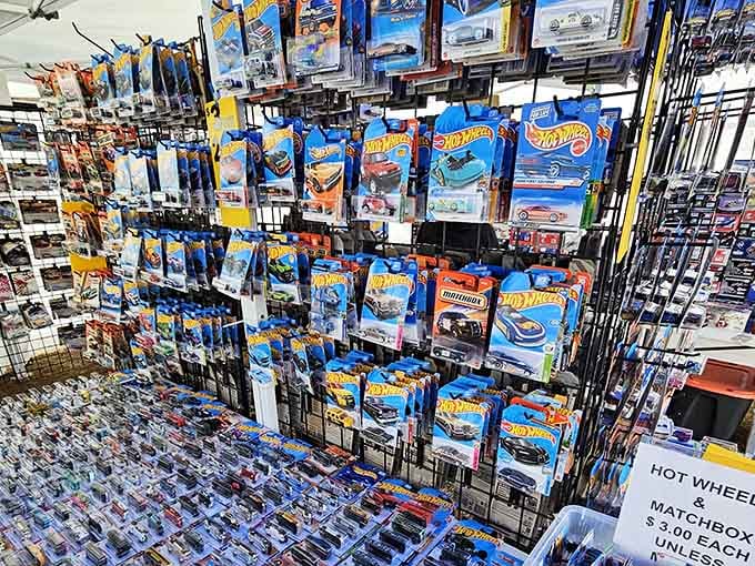 A wall of Hot Wheels and Matchbox cars so complete, your inner eight-year-old just grabbed your wallet and ran.