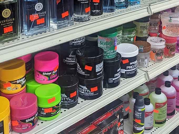 Bright jars of Ampro Pro Styl, Shine 'n Jam, and Eco Styler lined up in a cheerful riot of color and purpose.