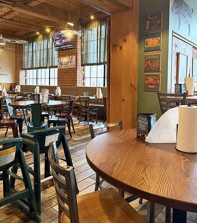 A "Y'all Come Eat" sign on the wall says everything the menu doesn't need to repeat.