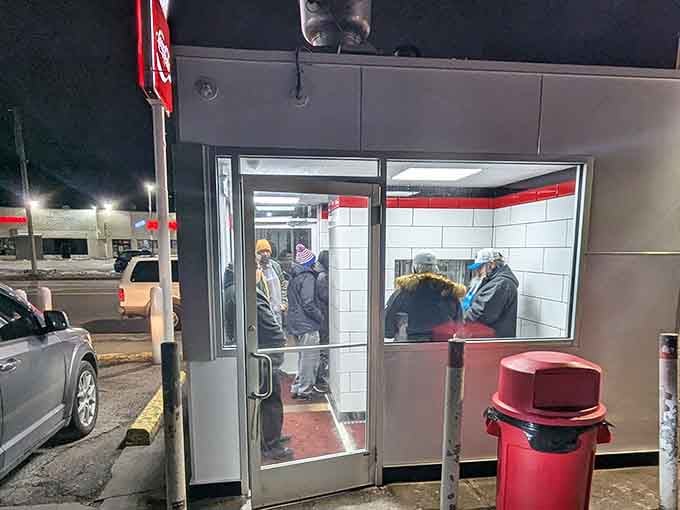 On a cold Detroit night, that lit entrance at Telway looks like the warmest place on earth.
