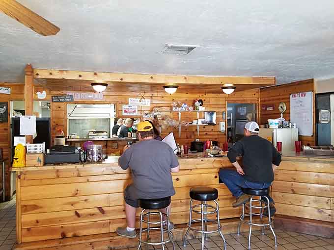 Counter seating with a view of the kitchen, where you can watch breakfast magic happen in real time.