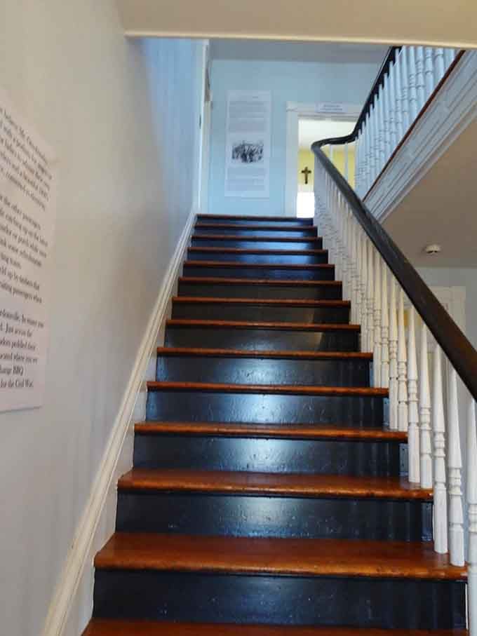 Every step up this staircase feels like climbing deeper into a story that refuses to be forgotten.