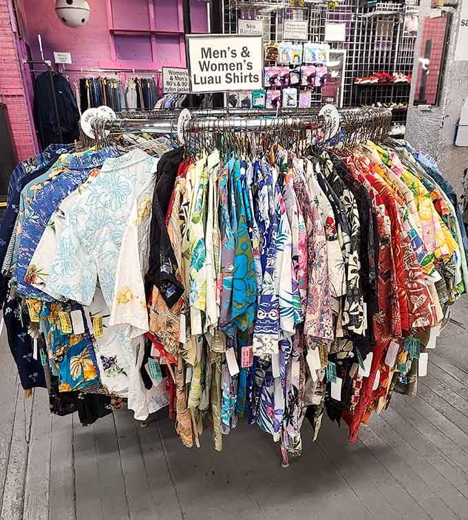 Hawaiian shirts so vibrant they could double as tropical vacation therapy for anyone stuck in a New England winter.