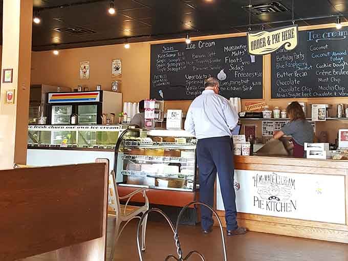 The order counter where big decisions get made, and every single one of them involves pie.