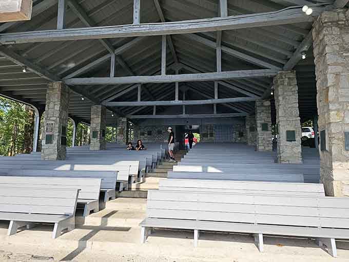 The chapel interior is beautifully plain, because when your backdrop is the Blue Ridge Mountains, less is absolutely more.