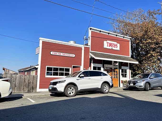 The red building stands proud on the wharf, a landmark that's earned its place in Coupeville's heart and history.