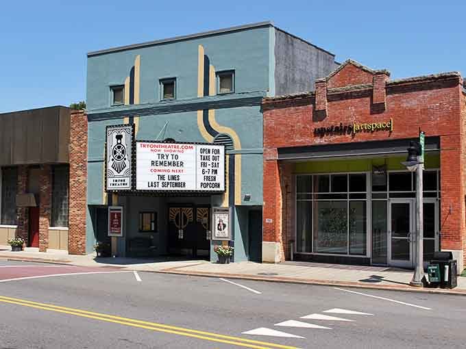 Tryon Theatre's Art Deco facade and fresh popcorn promise make it the coolest address on the block.
