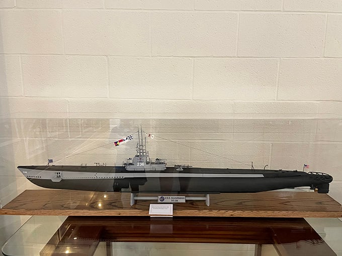 Every detail of this Gato-class model is precise and purposeful, a miniature tribute to a full-sized legend sitting just outside.