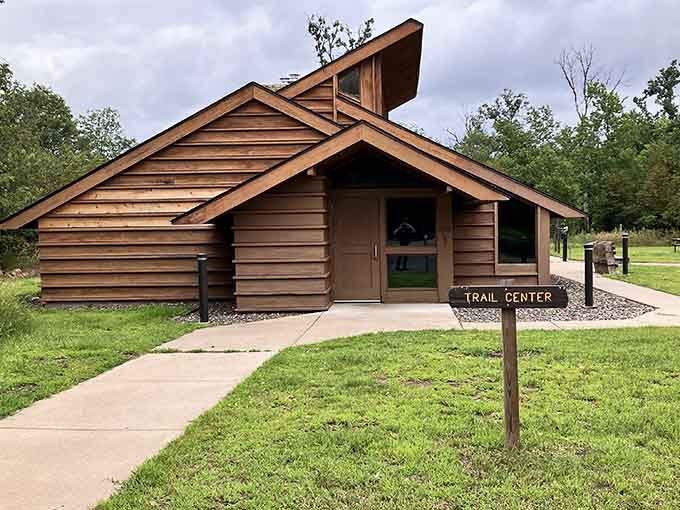The Trail Center sign says it all: your next great walk starts right here, no GPS required.