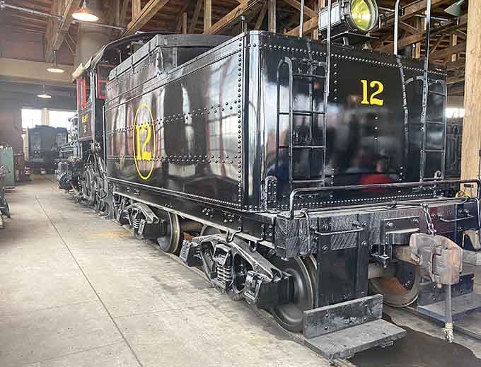 Locomotive No. 12 gleams with fresh black paint, proof that great restoration work is its own kind of art.