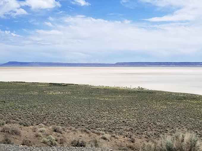 The white playa stretches endlessly, making you wonder if someone accidentally left heaven's floor unfinished and just walked away.