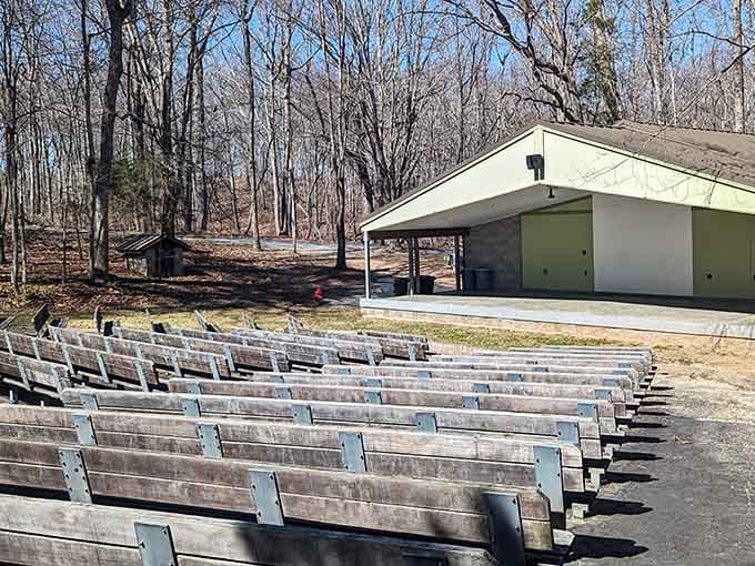 The amphitheater hosts programs that bring history alive, because sometimes you need more than markers to truly understand sacrifice.