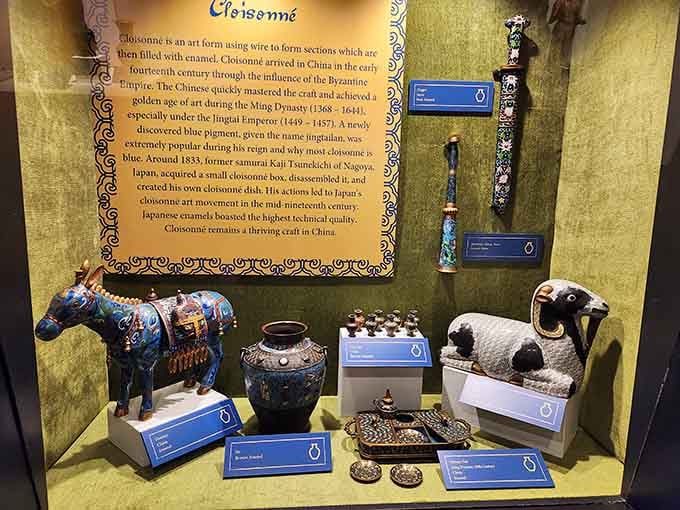 Cloisonné horses, bronze vessels, and enamel daggers gathered together like the world's most extraordinary yard sale.