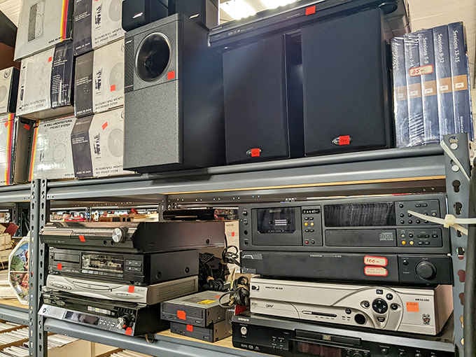 Vintage stereo equipment and speakers stacked neatly, for anyone who still believes in the power of good sound.