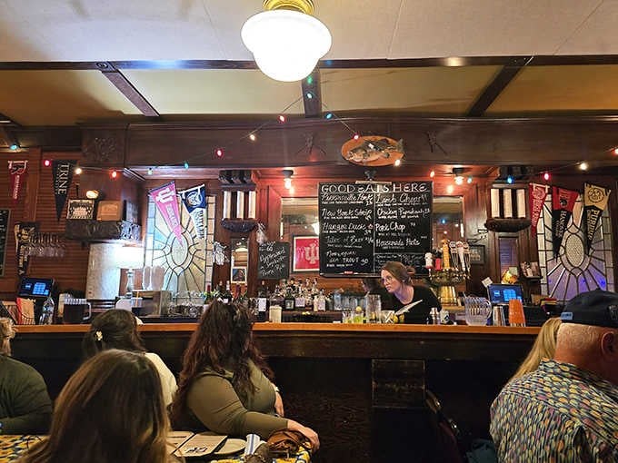 A chalkboard full of specials, a bar full of character. This is what a real neighborhood tavern looks like.