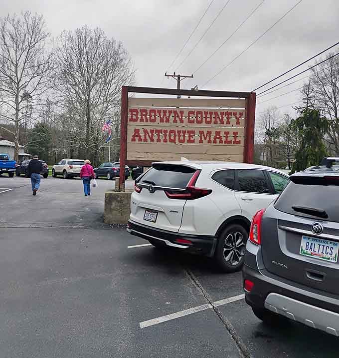 The Brown County Antique Mall sign stands tall and proud, a landmark that locals and visitors have been navigating toward for years.