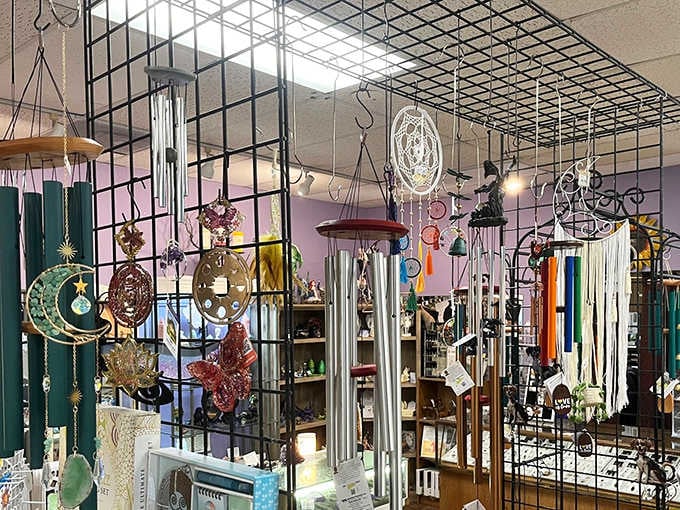 Wind chimes, dream catchers, and crescent moons hanging overhead like the world's most peaceful mobile.