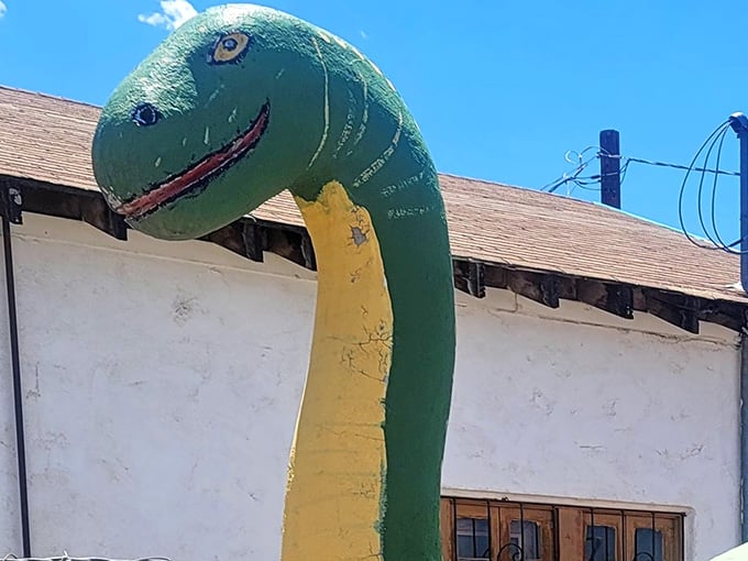 This little brontosaurus has the friendliest face in all of Holbrook, possibly all of Arizona.