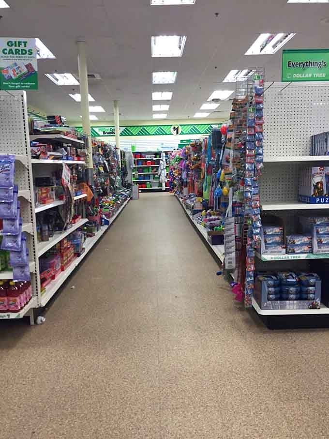 Long, well-stocked aisles stretching toward the back of the store, practically daring you to see what's waiting at the end.