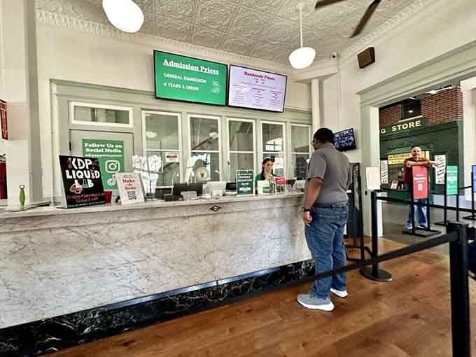 That elegant marble admission counter sets the tone perfectly, this place takes its history seriously, but never forgets to have fun.