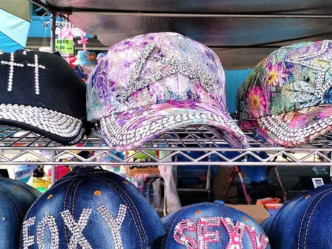 Fashion meets function in the most gloriously glittery way possible, turning heads one sequined cap at a time.