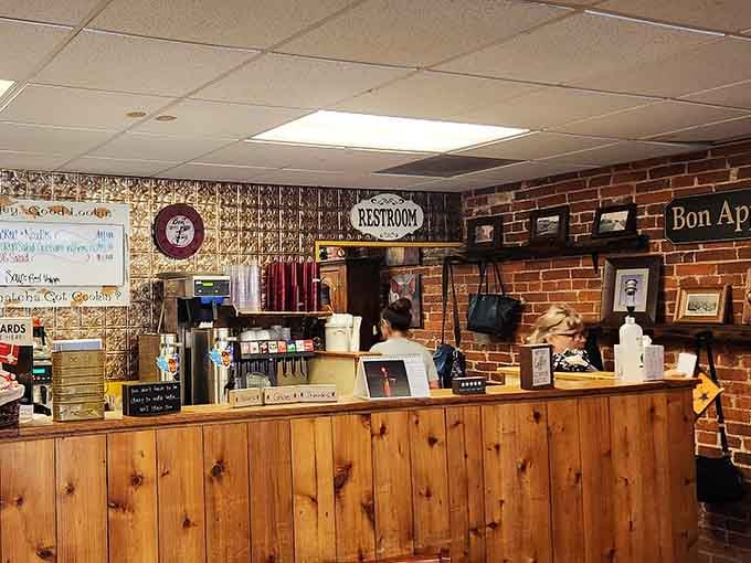 The order counter where friendly faces greet you and the coffee flows freely, as it should in any respectable breakfast spot.