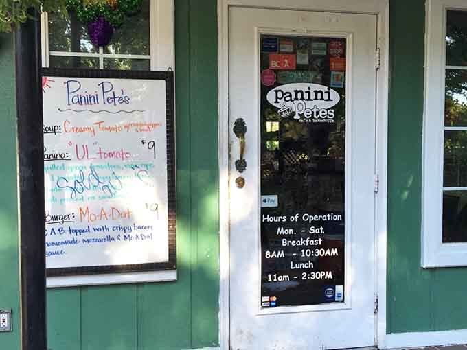Panini Pete's handwritten menu board is the kind of honest, no-nonsense welcome that makes you trust the food immediately.