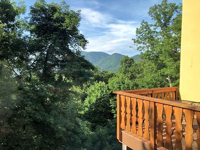 That view from the balcony is the Blue Ridge Mountains saying, "You're welcome for existing."