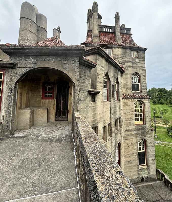 Stone terraces, arched walkways, and towers stacked together like a very sophisticated architectural fever dream.