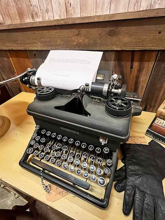 A Woodstock typewriter ready to clack out your next great novel, no WiFi password required for this beauty.