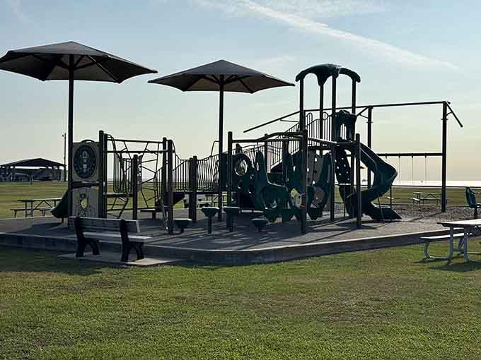 Kids playing where soldiers once stood watch, which is honestly the best possible use of this real estate.