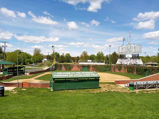 Little Cubs Field welcomes future baseball stars to practice their swings where dreams are affordable and parking is always free.