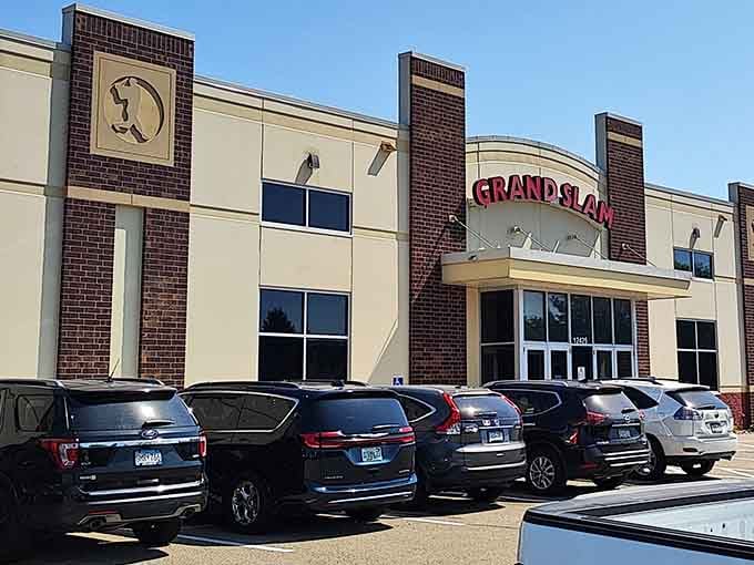 A packed parking lot on a Tuesday tells you everything you need to know about Grand Slam's popularity.