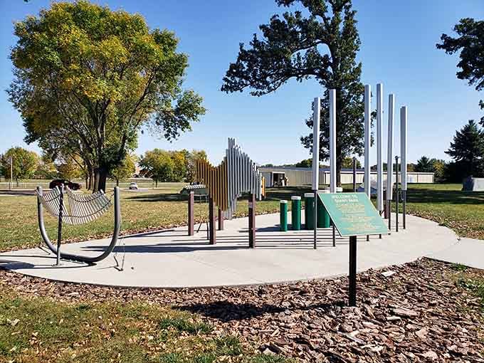 An outdoor musical instrument garden tucked inside the park proves Blue Earth knows how to keep every visitor entertained.