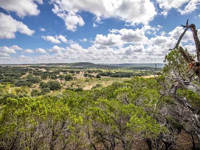 Miles of rolling Hill Country stretching out in every direction. This is what "getting away from it all" actually looks like.
